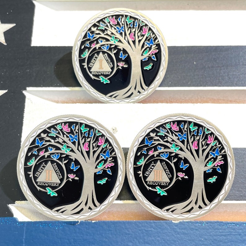 1 Year Sobriety Coin Tree of Life AA Chip 1-10 Years AA - Etsy