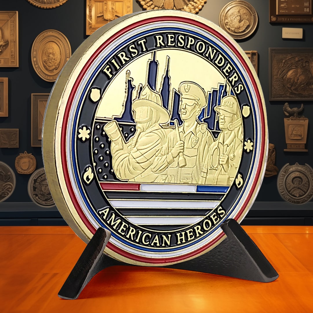 First Responders Commemorative Coin - Thin Red, White and Blue Line ...