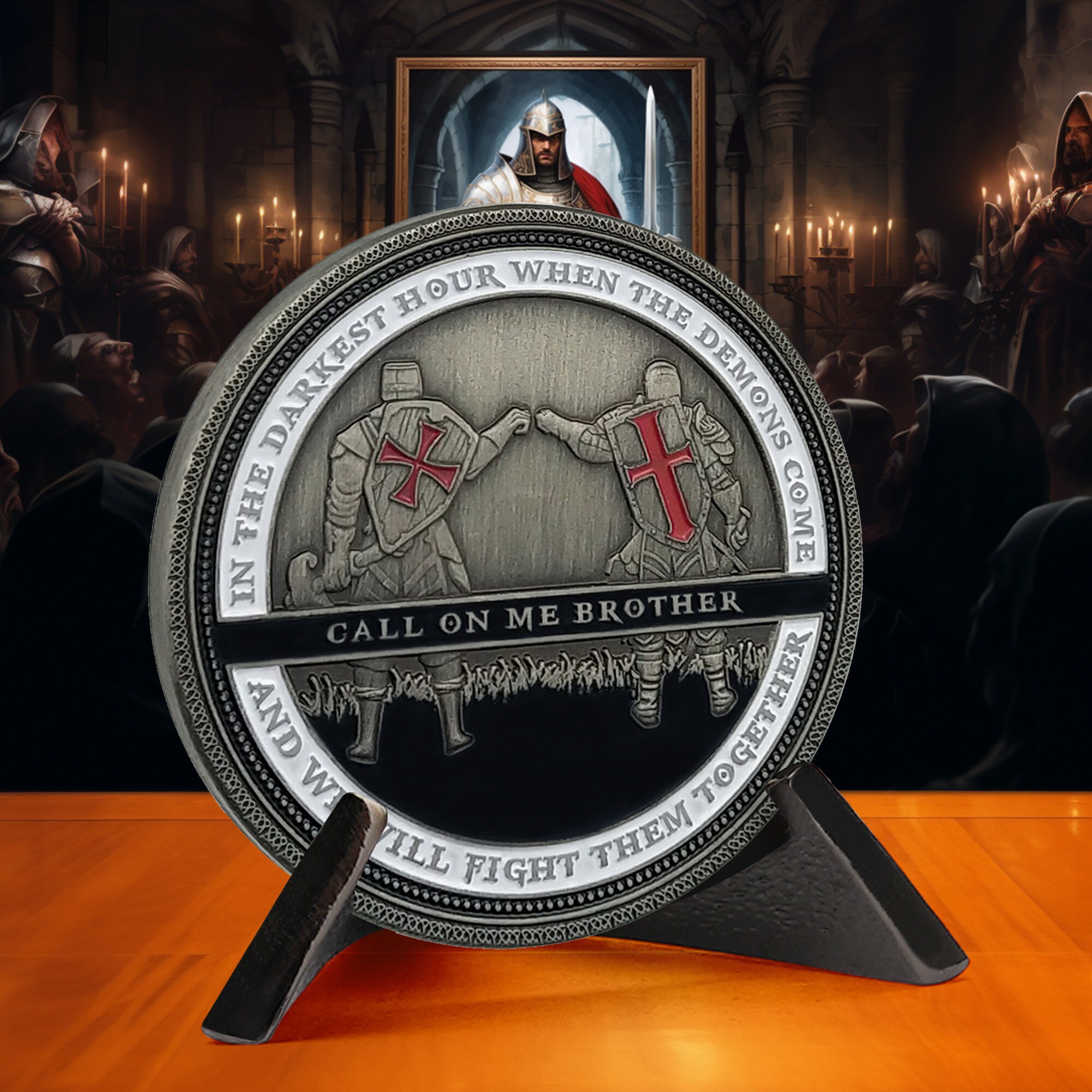 Knights Templar Challenge Coin - Black Templar - Collectible Coin - Red ...