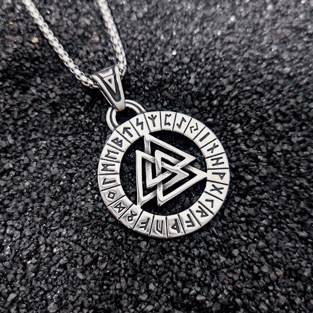 Valknut Viking Necklace - Norse Necklace - Mjolnir Necklace - Viking ...