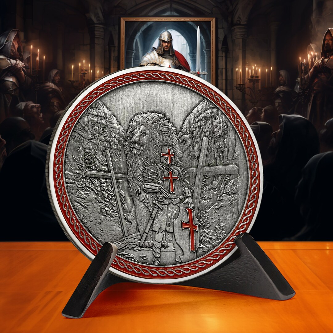 Knights Templar Challenge Coin - the Knight and the Lion of Judah Coin ...