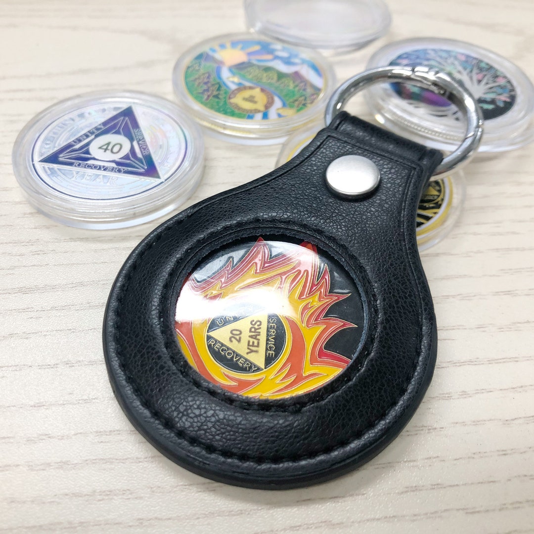 Portable Genuine Leather Keychain Holder for Coins AA Medallion ...