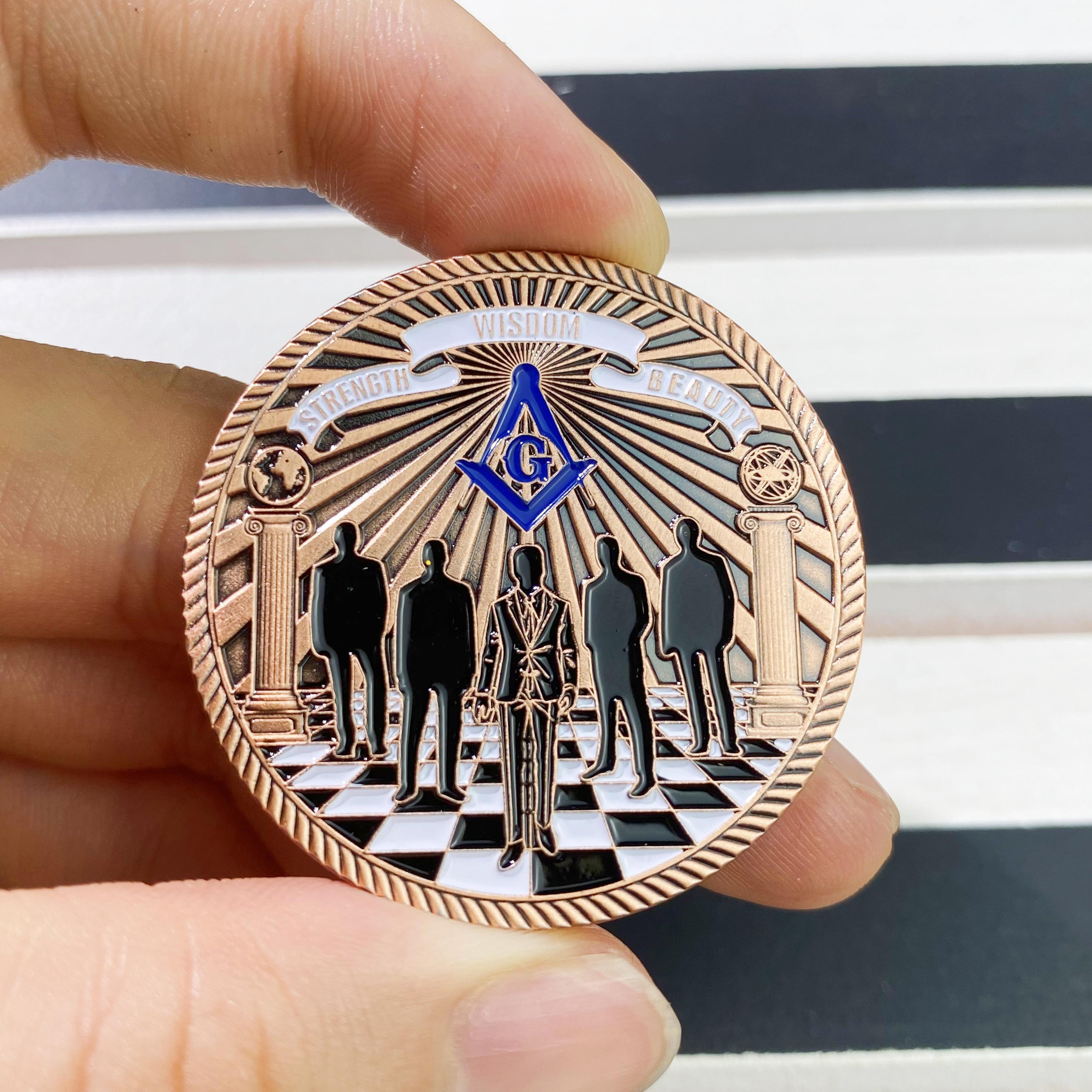 Masonic Challenge Coins -masonic Master Coin - Compass and Square ...