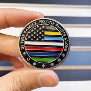 No One Fights Alone Challenge Coins - First Responders Military Thin ...