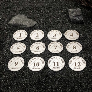 One Year AA Medallion Milestone Coins Set - 1-12 Months Combo Sobriety ...