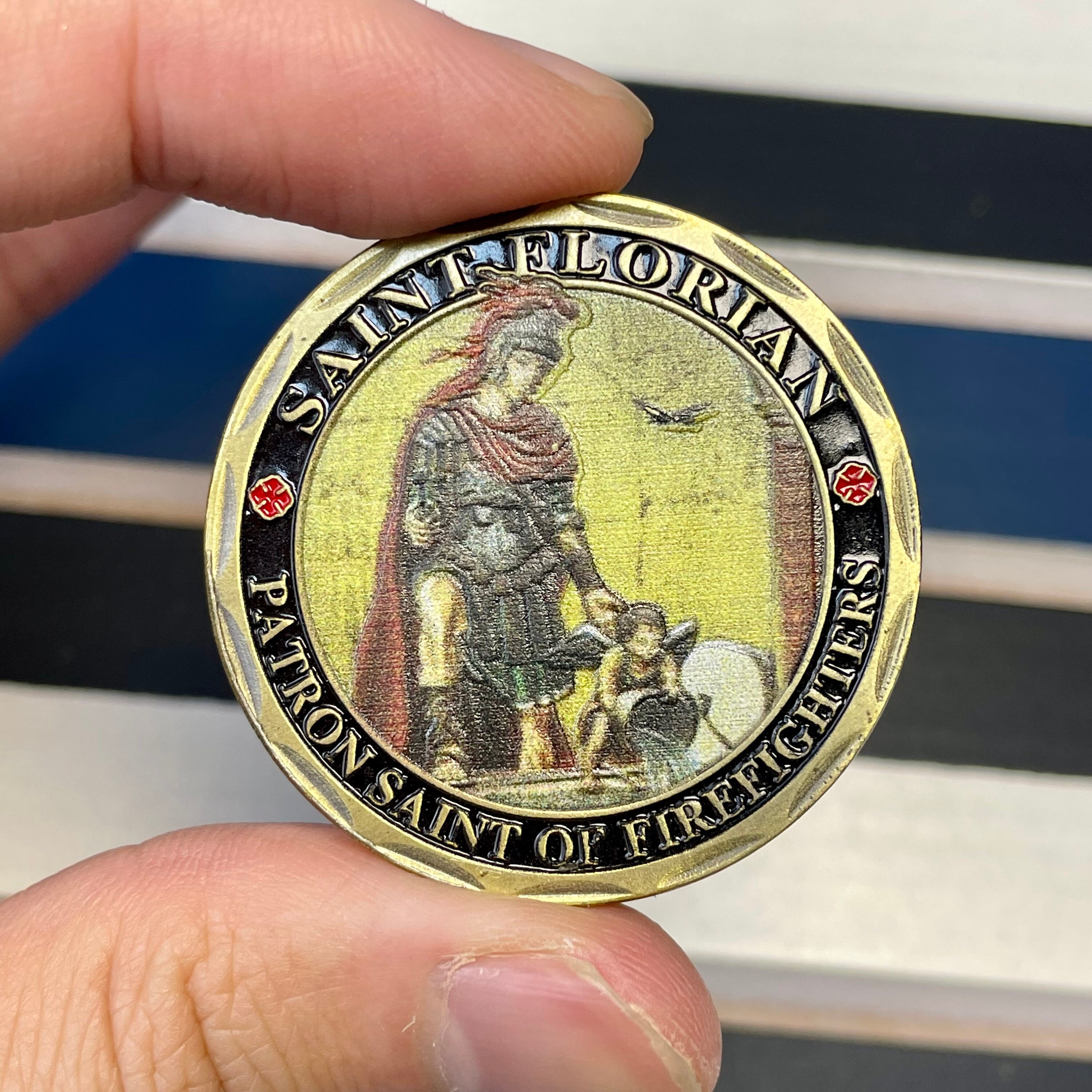 Firefighter Challenge Coin Patron Saint Florian Prayer Coin - Etsy