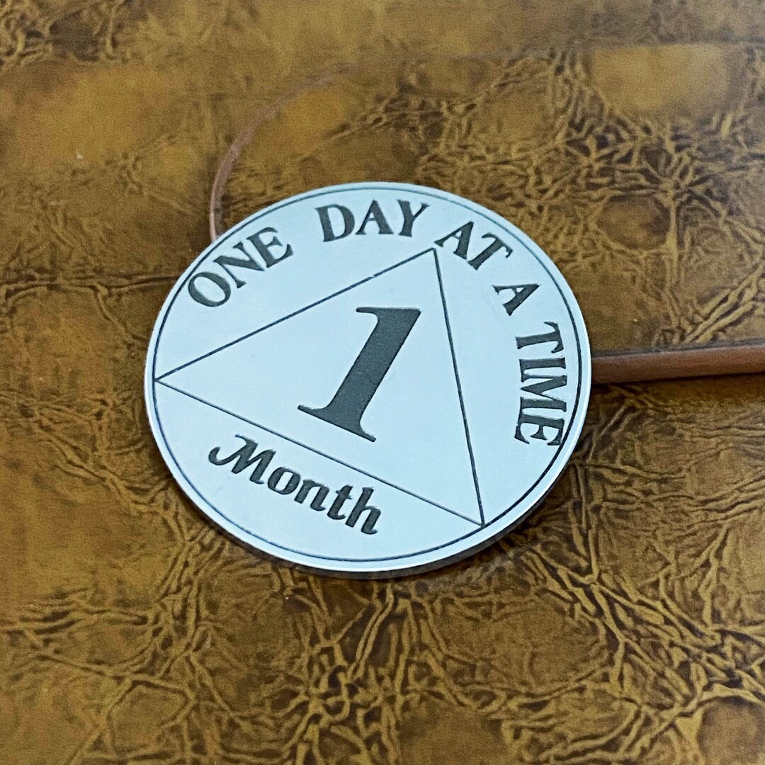 AA Medallion Keychain: 1 Month Sober, Stainless Steel Recovery Gift - Etsy