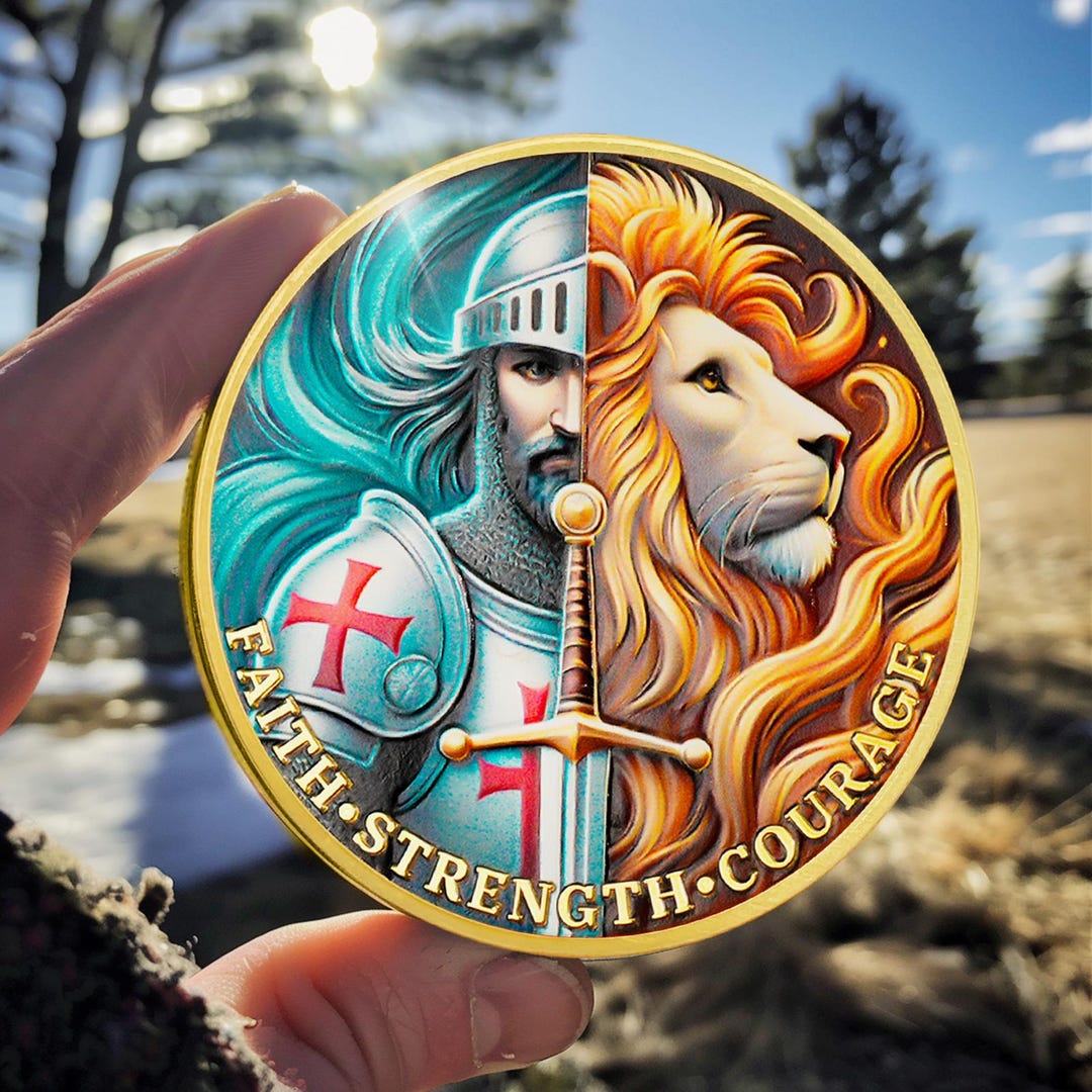 Knights Templar Challenge Coin: Lion of Judah, Christian Religious ...