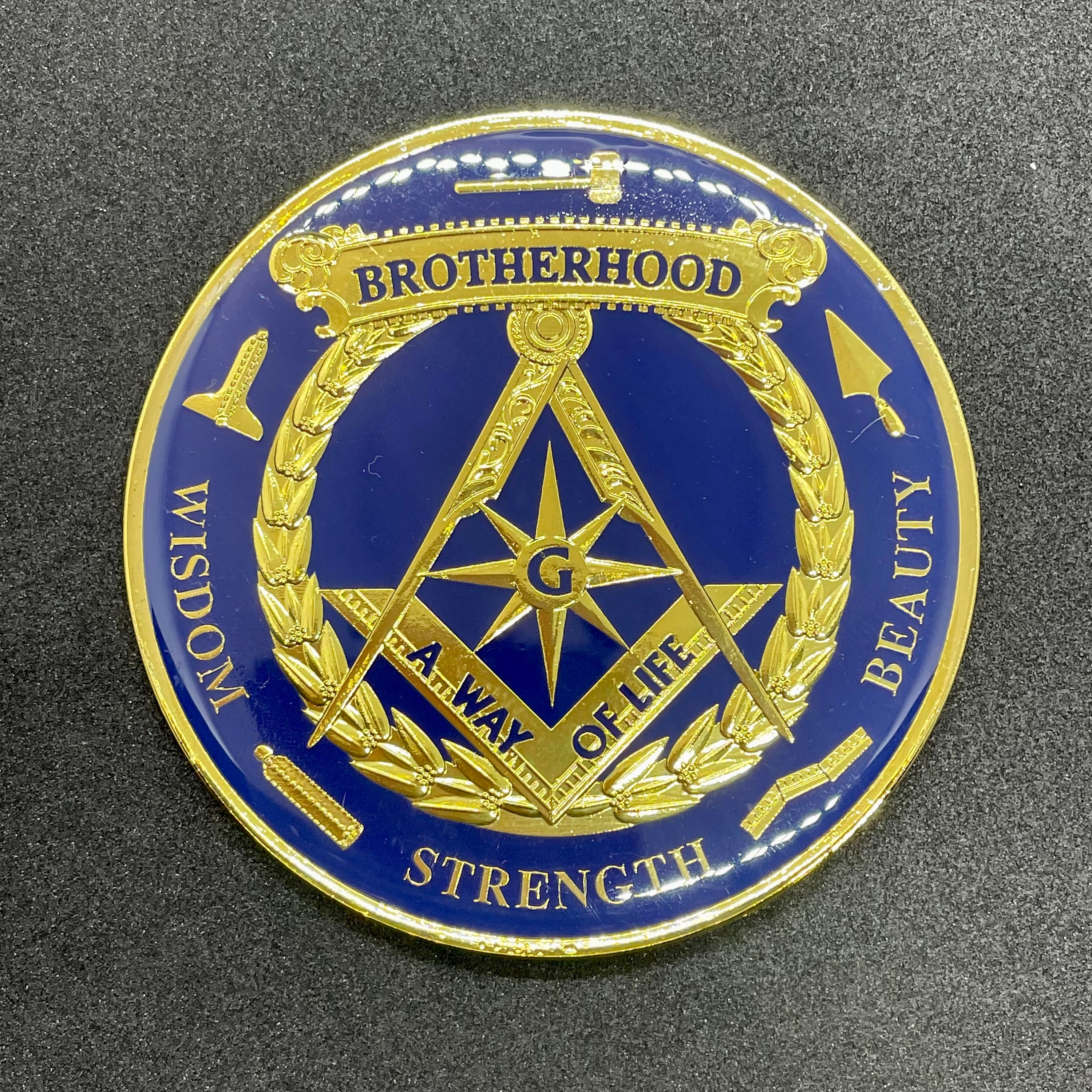 Masonic Car Emblem Brotherhood 3 Virtues Conchos - Freemasonry Square ...