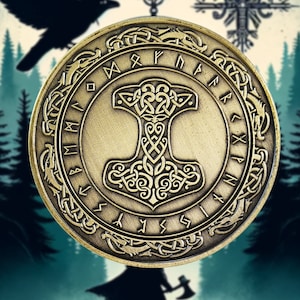 Viking Challenge Coins Yggdrasil Tree of Life Mjölnir Thor's Hammer ...