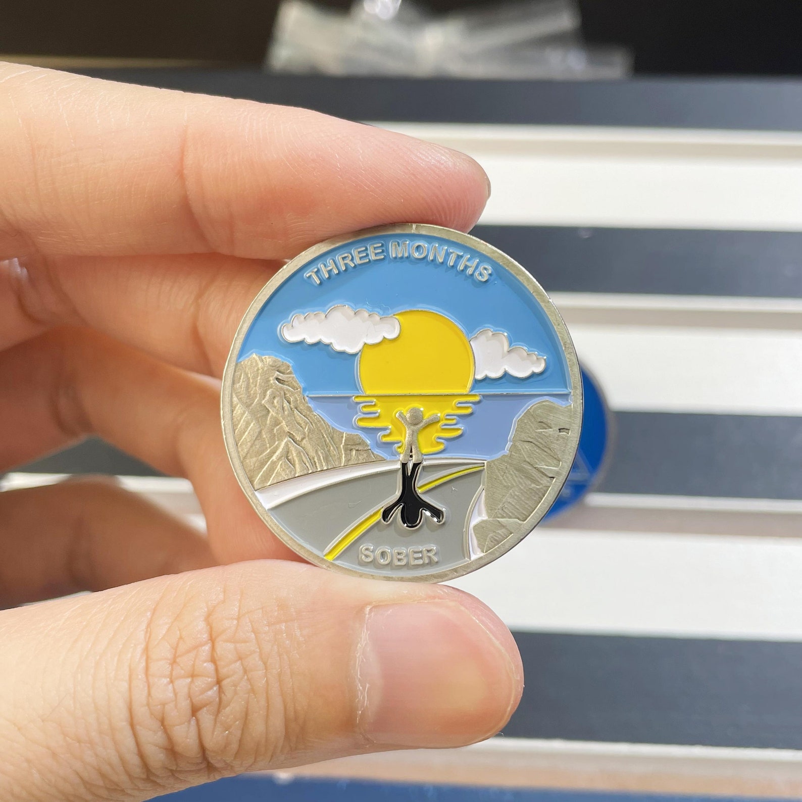 3 Months Sobriety Coin - AA Chip (1-12 Months) - AA Medallion and ...