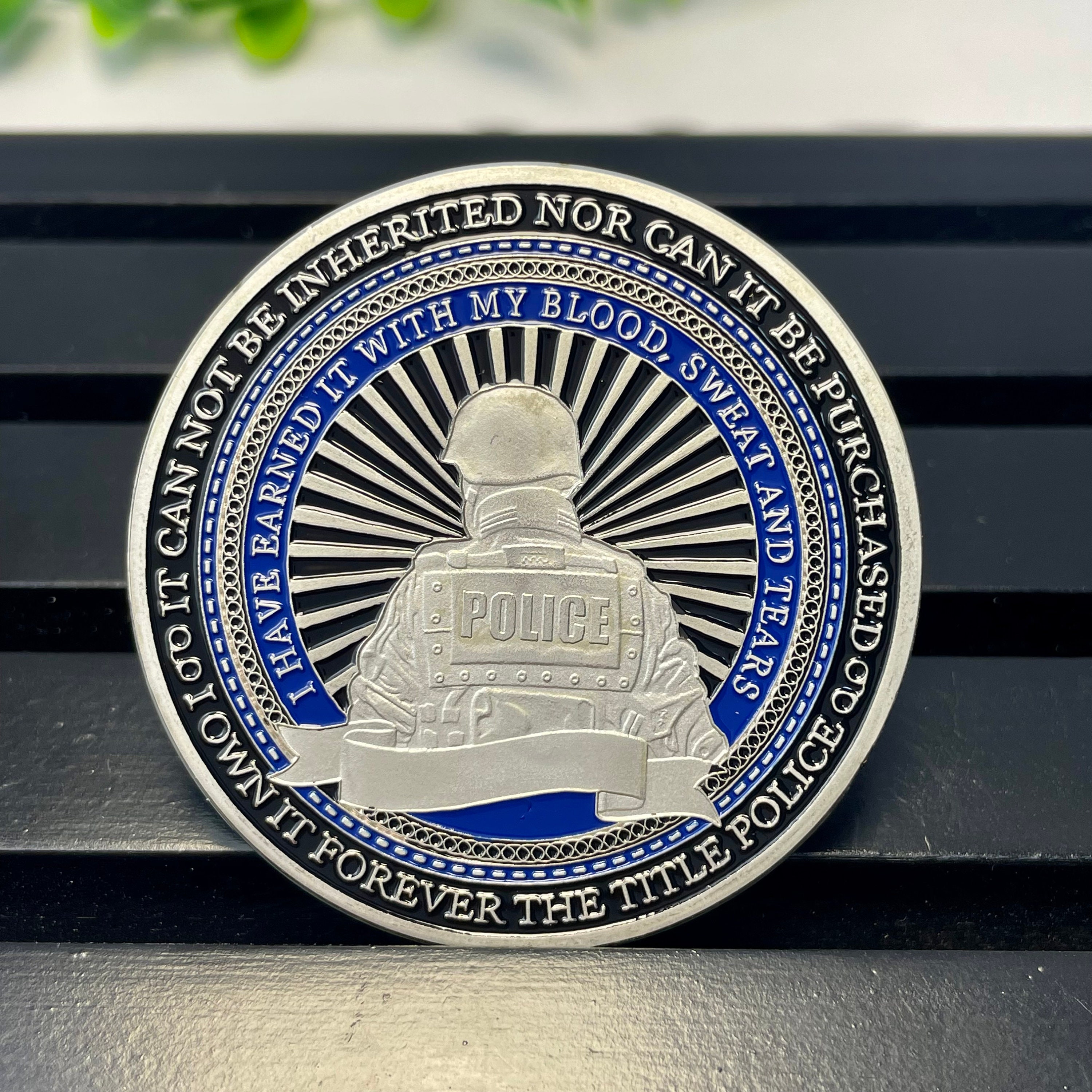 Police Challenge Coins Thin Blue Line Pocket Coin God Will - Etsy