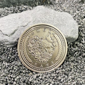 Memento Mori Coins Amor Fati Skull & Flame Coin Stoic Coin ...