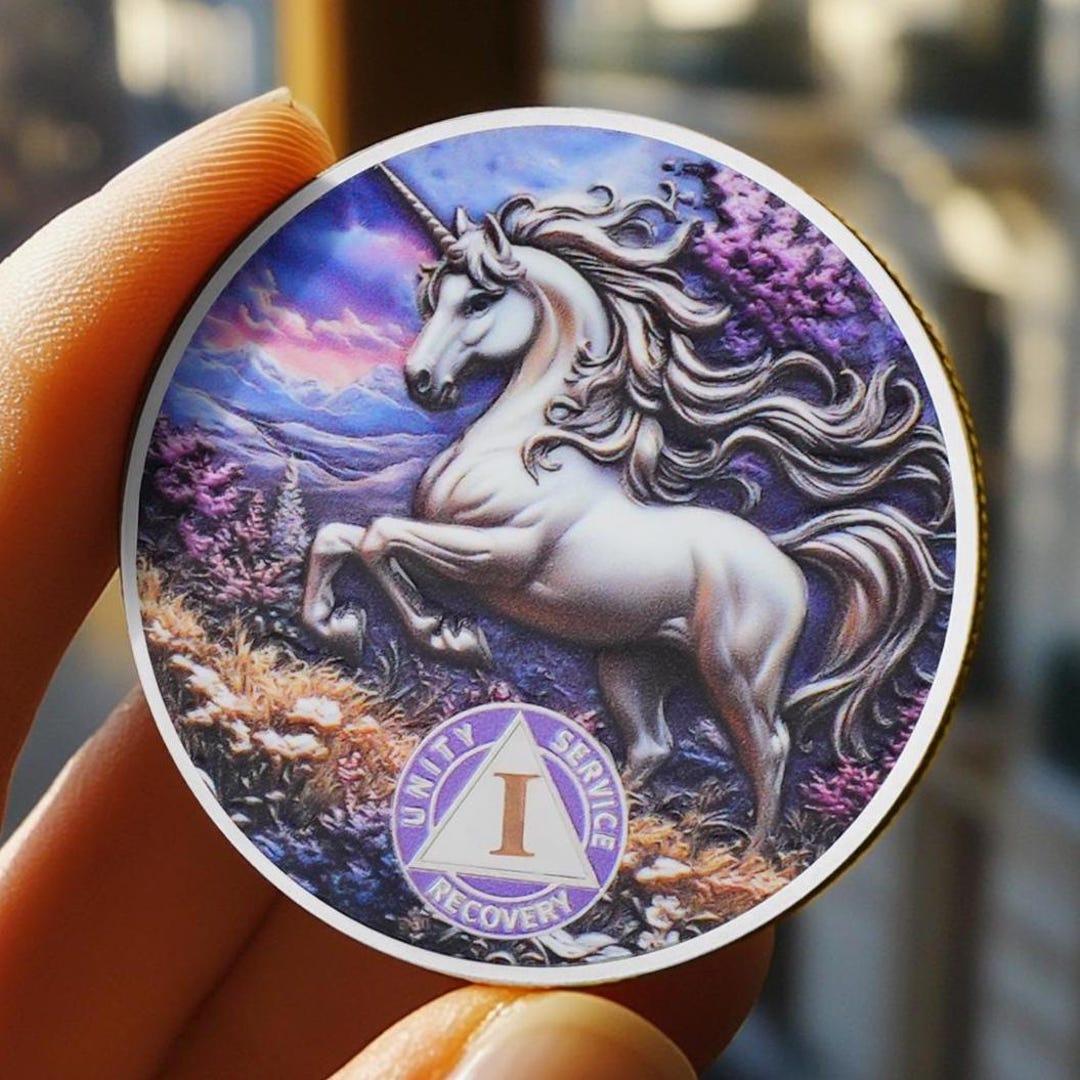 The Unicorns AA Chip 1-40years (customizable Year) Sobriety Coin-daily ...