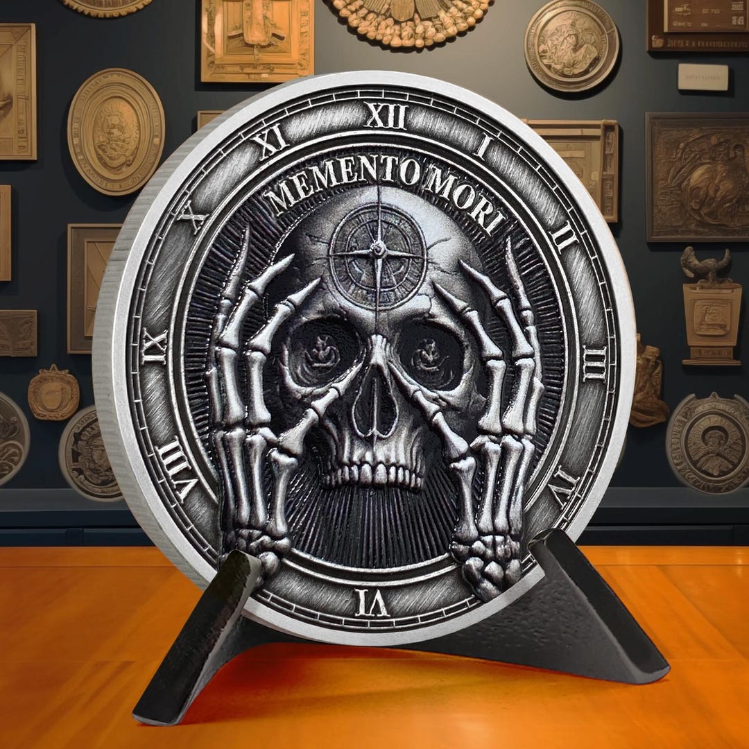 Memento Mori Skull Coin: Silver Plated Stoic Reminder Token - Etsy