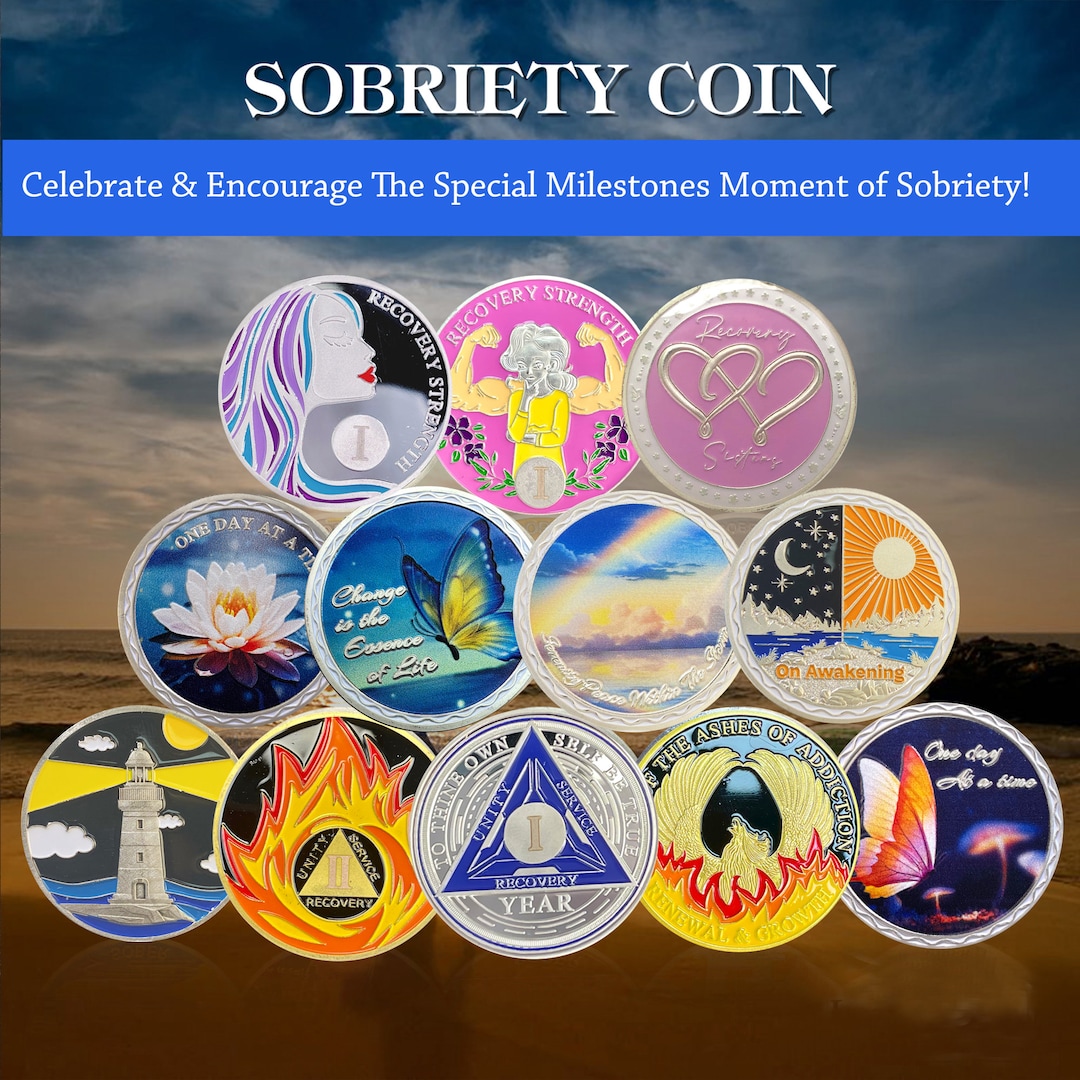 Collectibles Sobriety Challenge Coins - Soberversary AA/NA Medallion ...