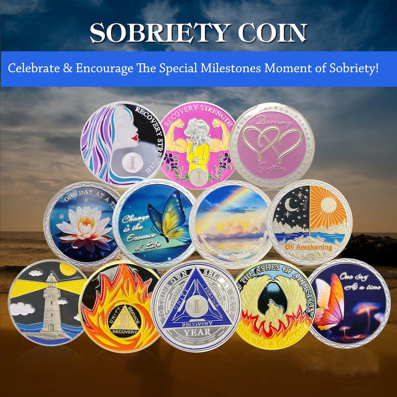 Collectibles Sobriety Challenge Coins - Soberversary AA/NA Medallion - Sober Milestone ...