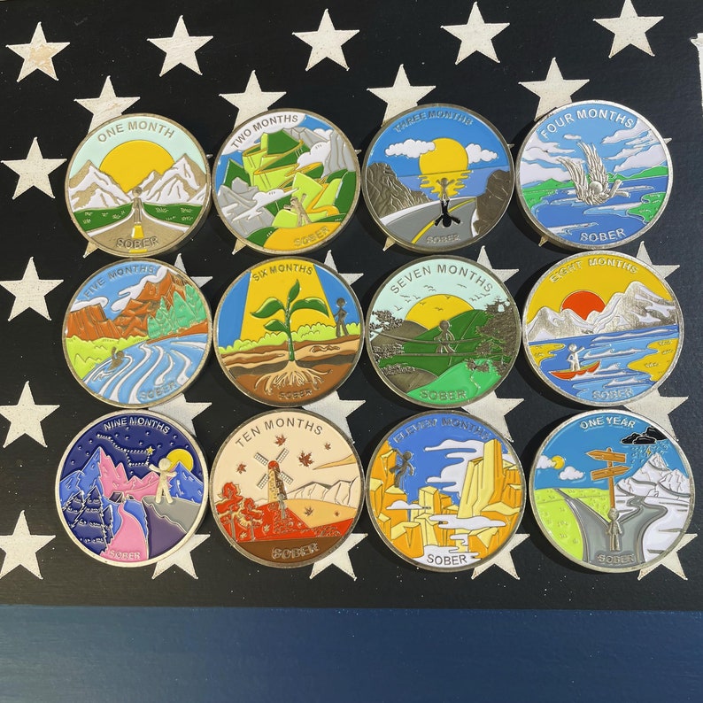 3 Months Sobriety Coin - AA Chip (1-12 Months) - AA Medallion and ...