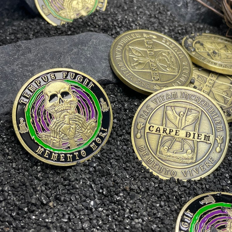 Memento Mori Skull Challenge Coin Carpe Diem Token Seize the - Etsy