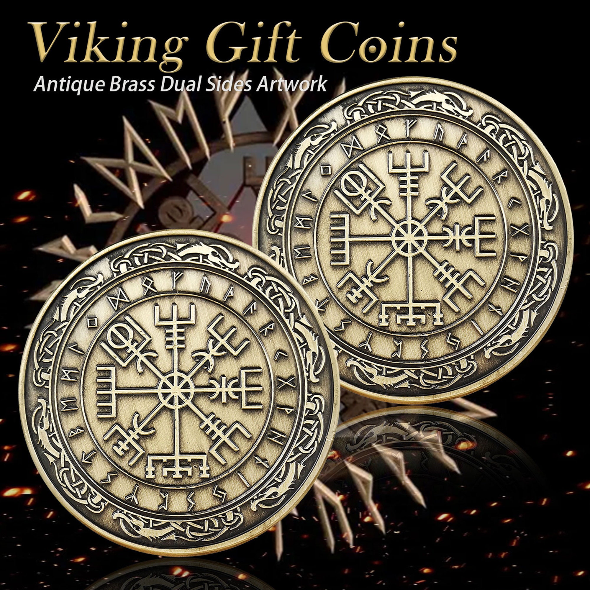 Viking Challenge Coins - Yggdrasil Tree of Life | Mjölnir Thor's Hammer ...
