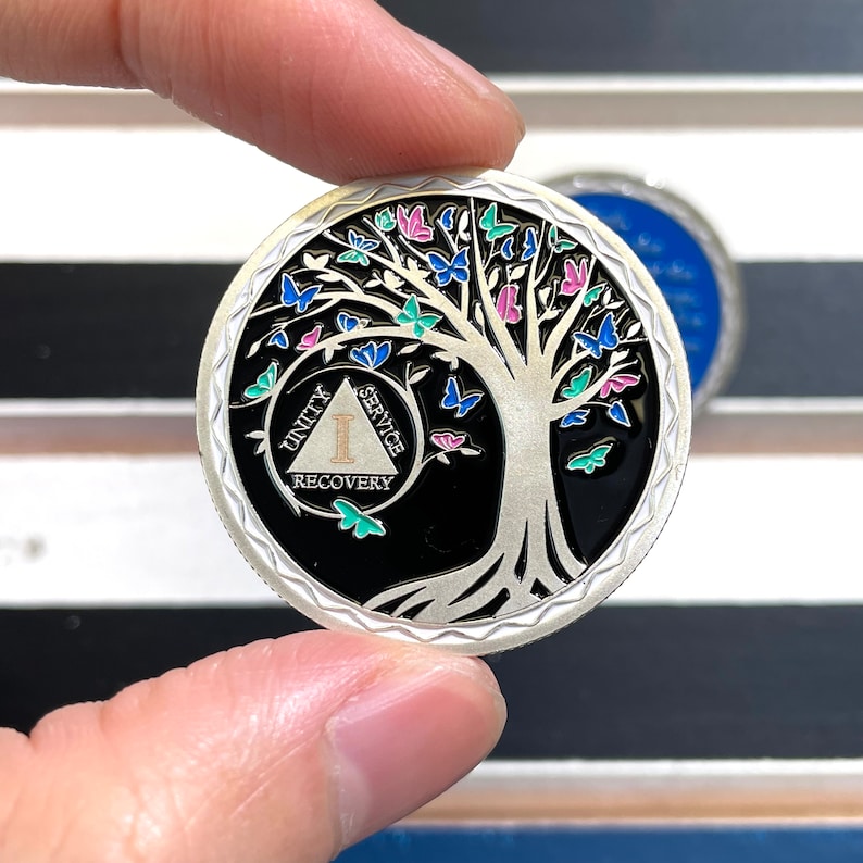 1 Year Sobriety Coin Tree of Life AA Chip 1-10 Years AA - Etsy
