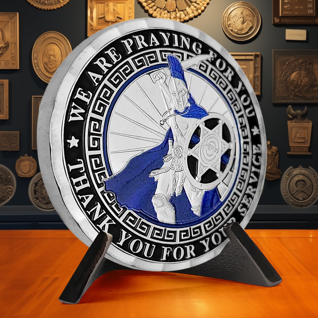Police Challenge Coin - Police Sheriffs Prayer Coins - Thin Blue Line ...