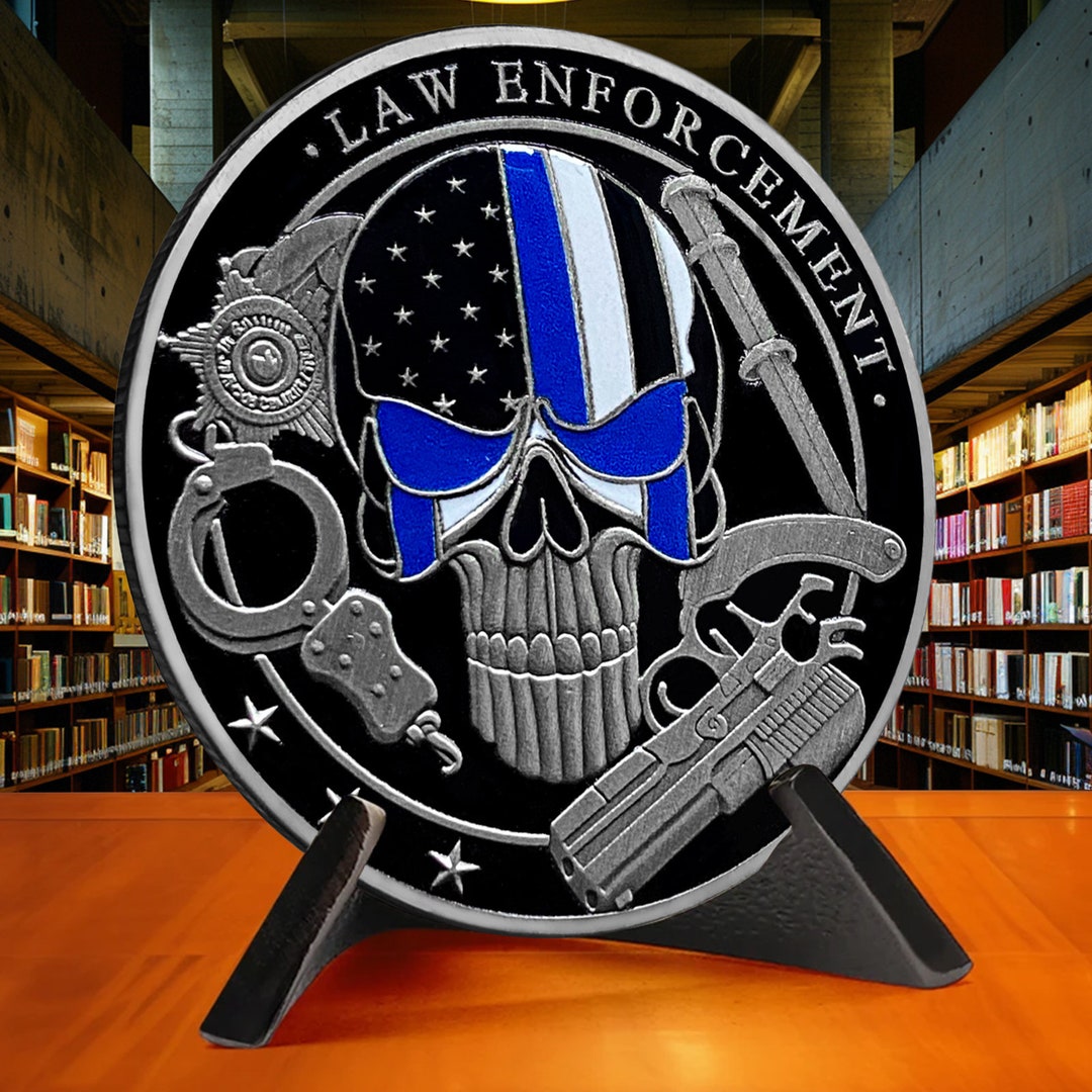 Police Challenge Coin: Skull & Bones Flag, Law Enforcement Gift - Etsy