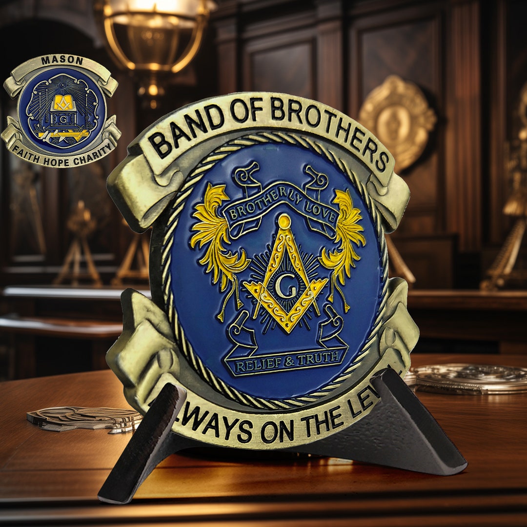 Masonic Badge Challenge Coin - BAND OF BROTHERS - Freemason ...