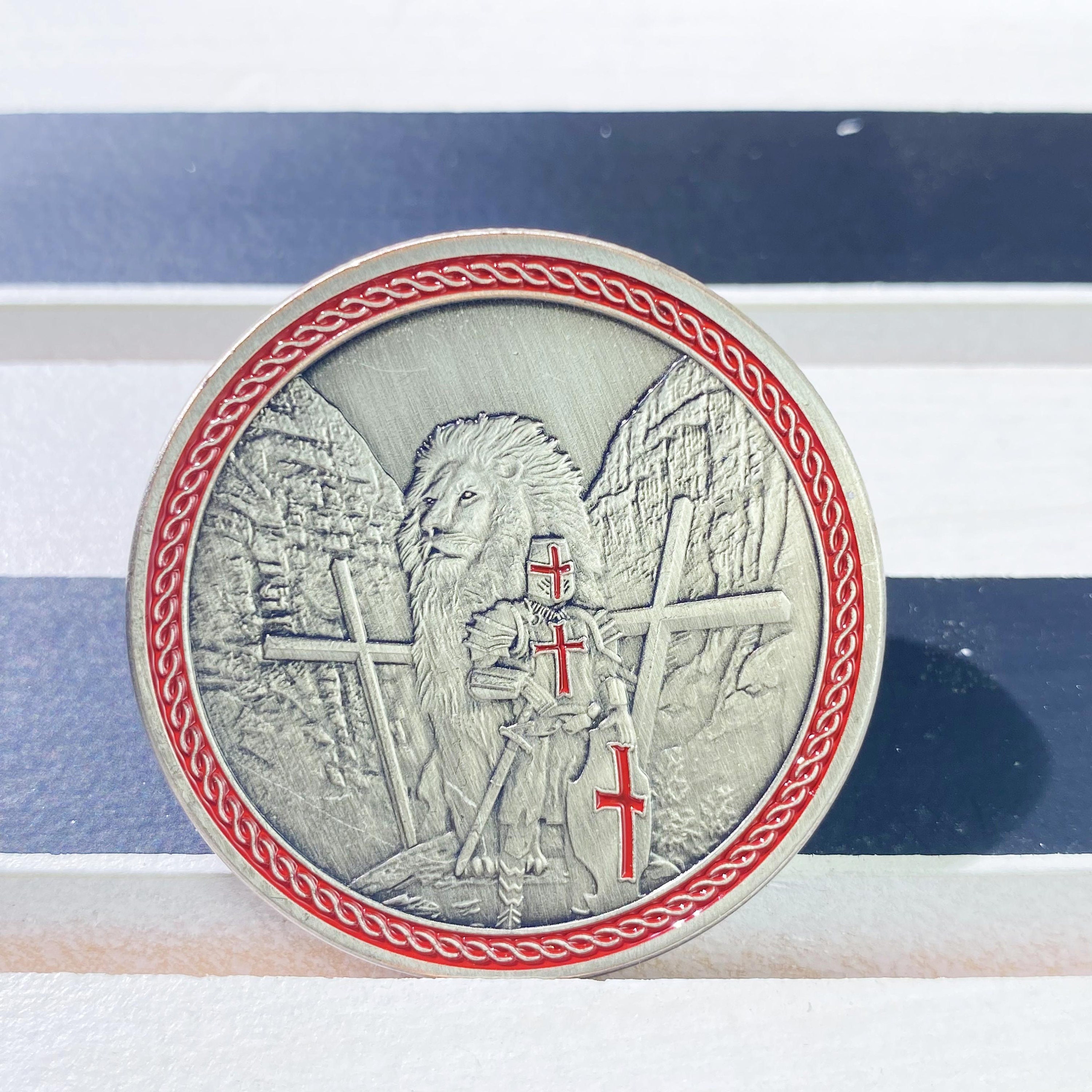 Knights Templar Challenge Coin the Knight and the Lion Coin - Etsy