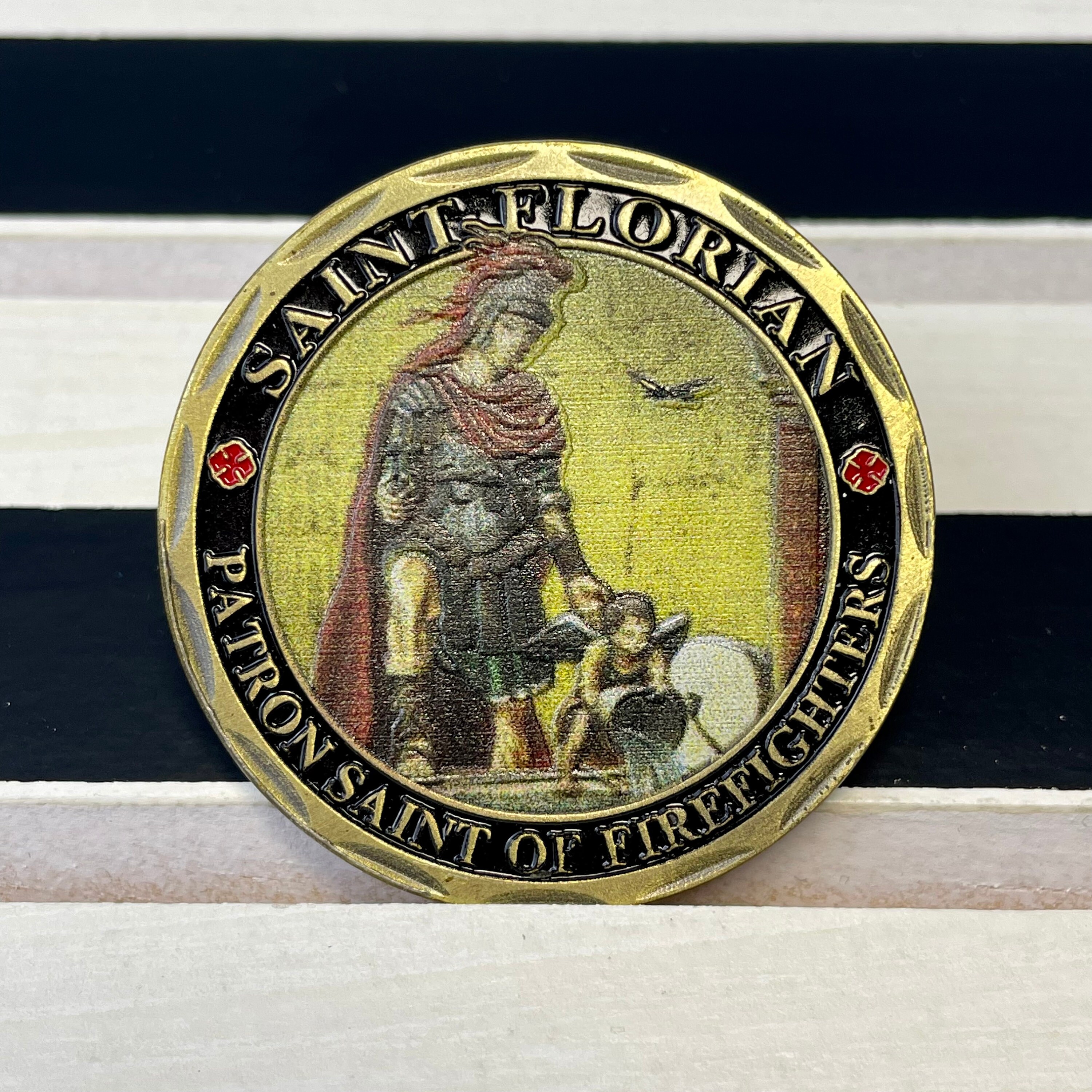Firefighter Challenge Coin Patron Saint Florian Prayer Coin - Etsy