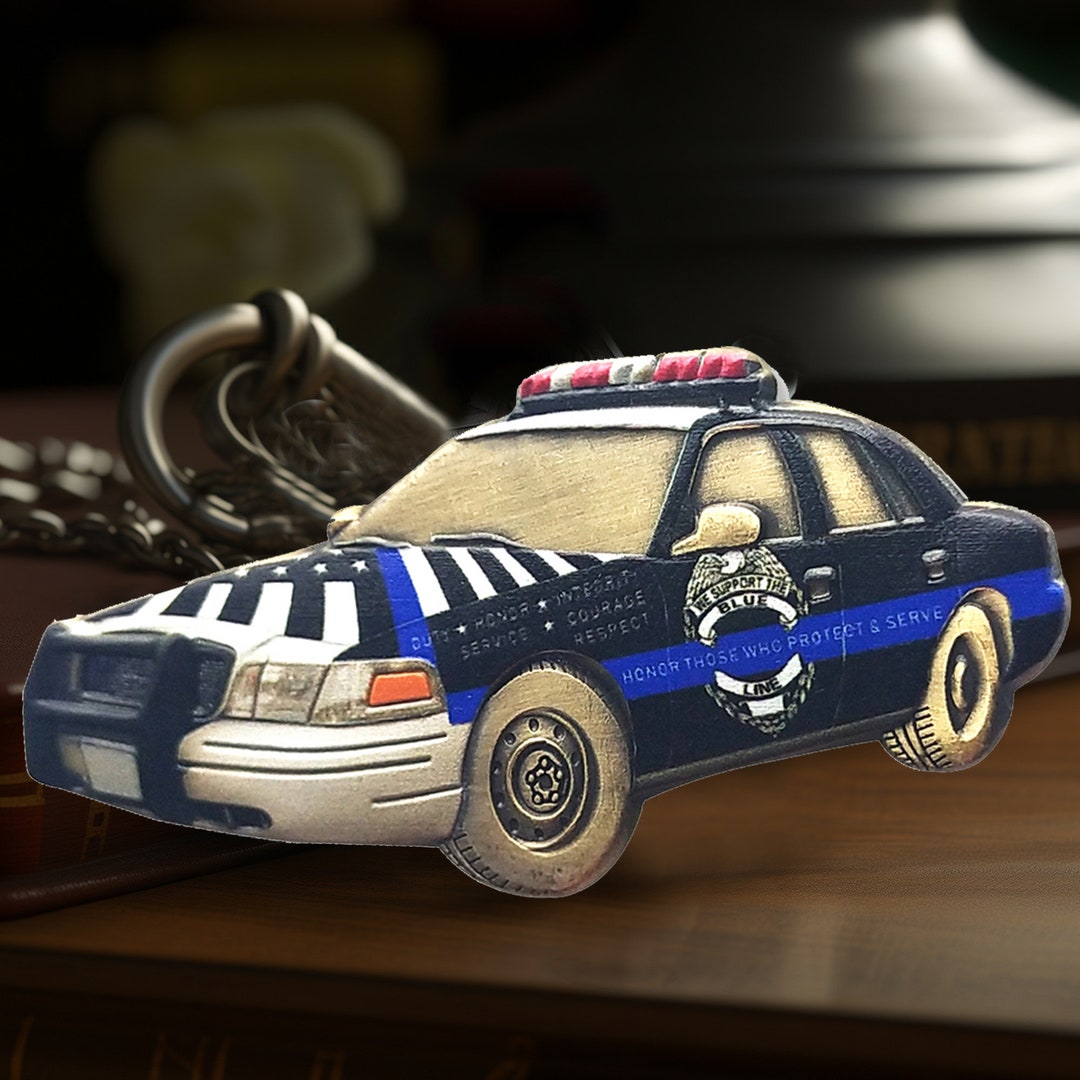 Police Cruiser Car Challenge Coin - Thin Blue Line - St Michael Prayer ...