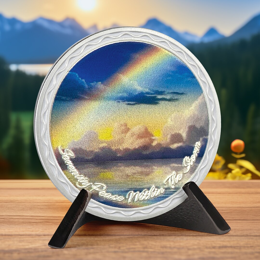 Rainbow Sobriety Coin - Serenity Peace Within the Storm Medallion - AA ...