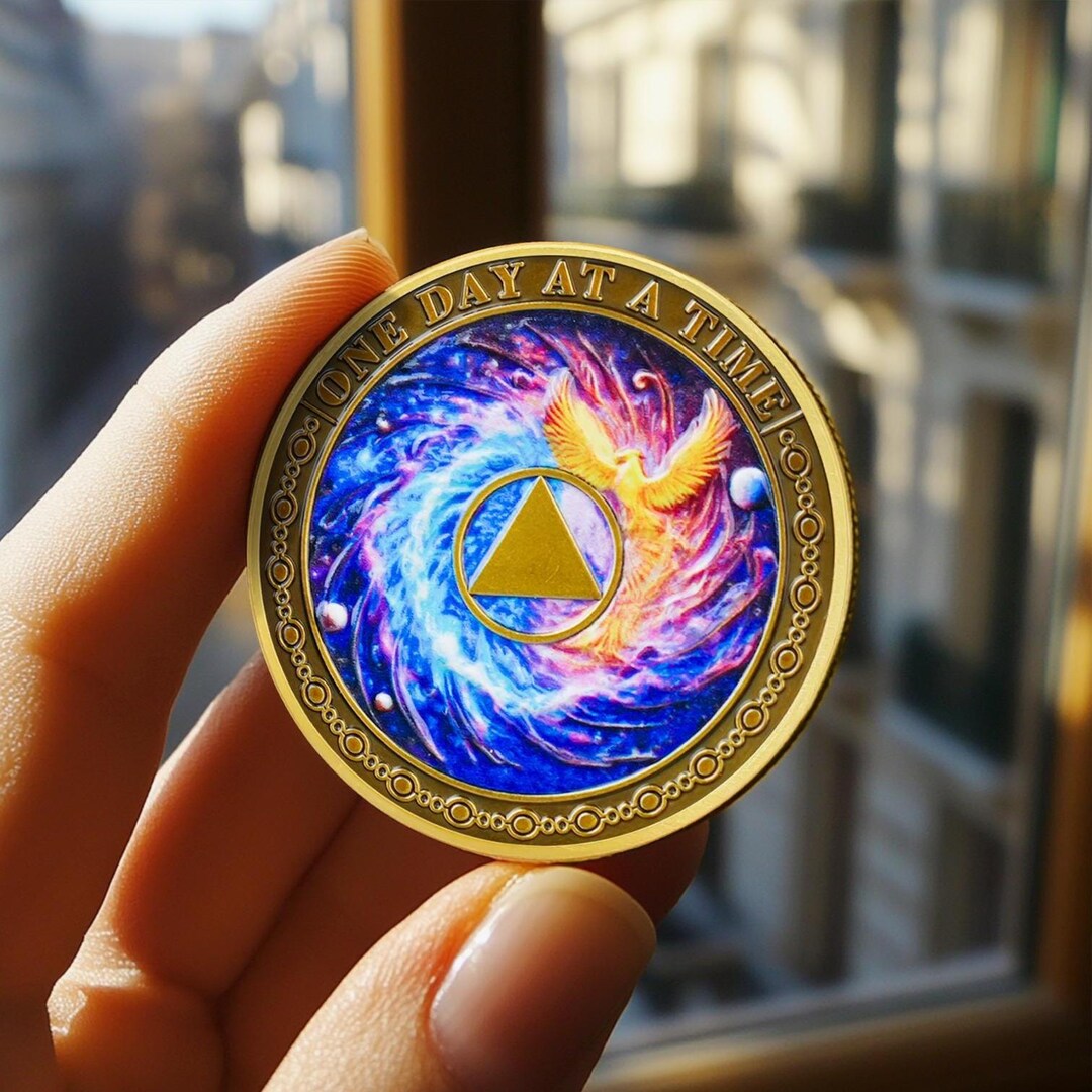 Whirlpool Phoenix AA Chip 1-40years (customizable Year) Sobriety Coin ...