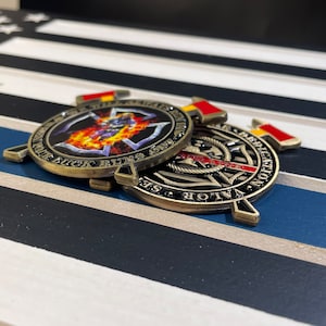 Firefighter Challenge Coin - Thin Red Line Maltese Cross - Fire ...