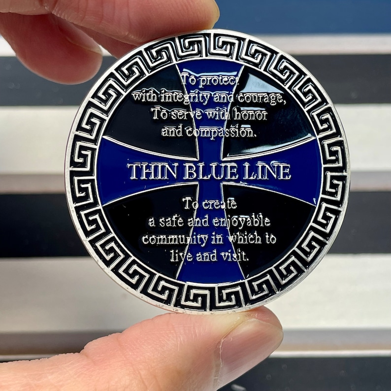 Thin Blue Line Coins Police Challenge Coin Law Enforcement - Etsy