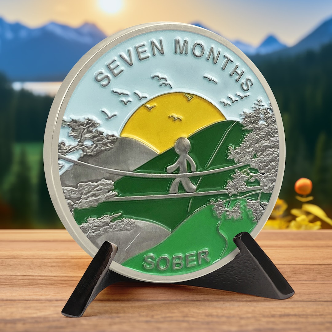 7 Month Sobriety Coin - AA Chip (1-12 Months) - AA Medallion and Prayer ...