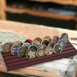 Quad-tiered Wooden Challenge Coin Display Stand Holder 12.8x3.5 up to ...