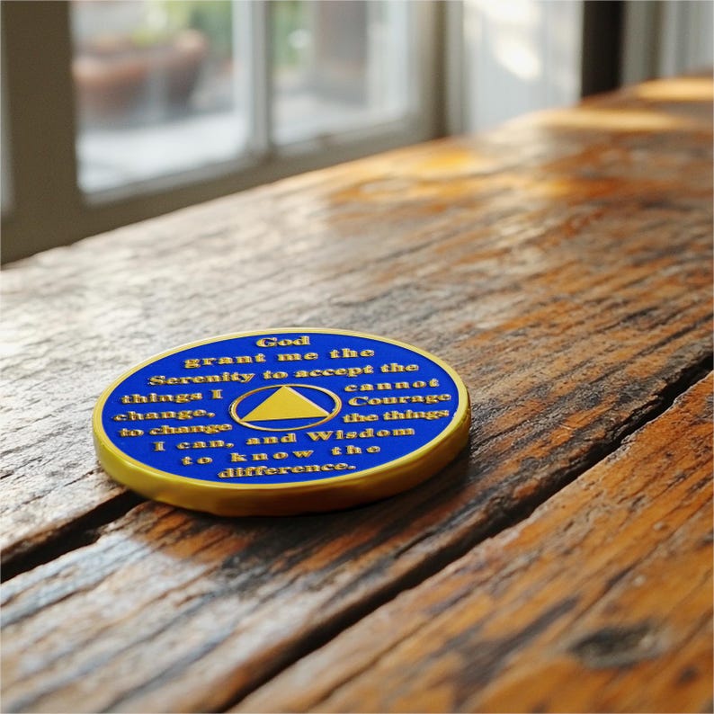 AA Serenity Prayer Coin: Silver Plated Sobriety Medallion - Etsy