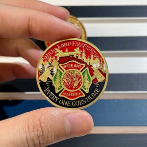 Wildland Firefighter Challenge Coin - Fireman Prayer Pocket Coin ...