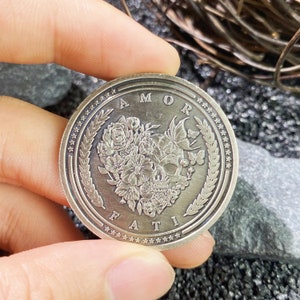 Memento Mori Coins Amor Fati Skull & Flame Coin Stoic Coin ...