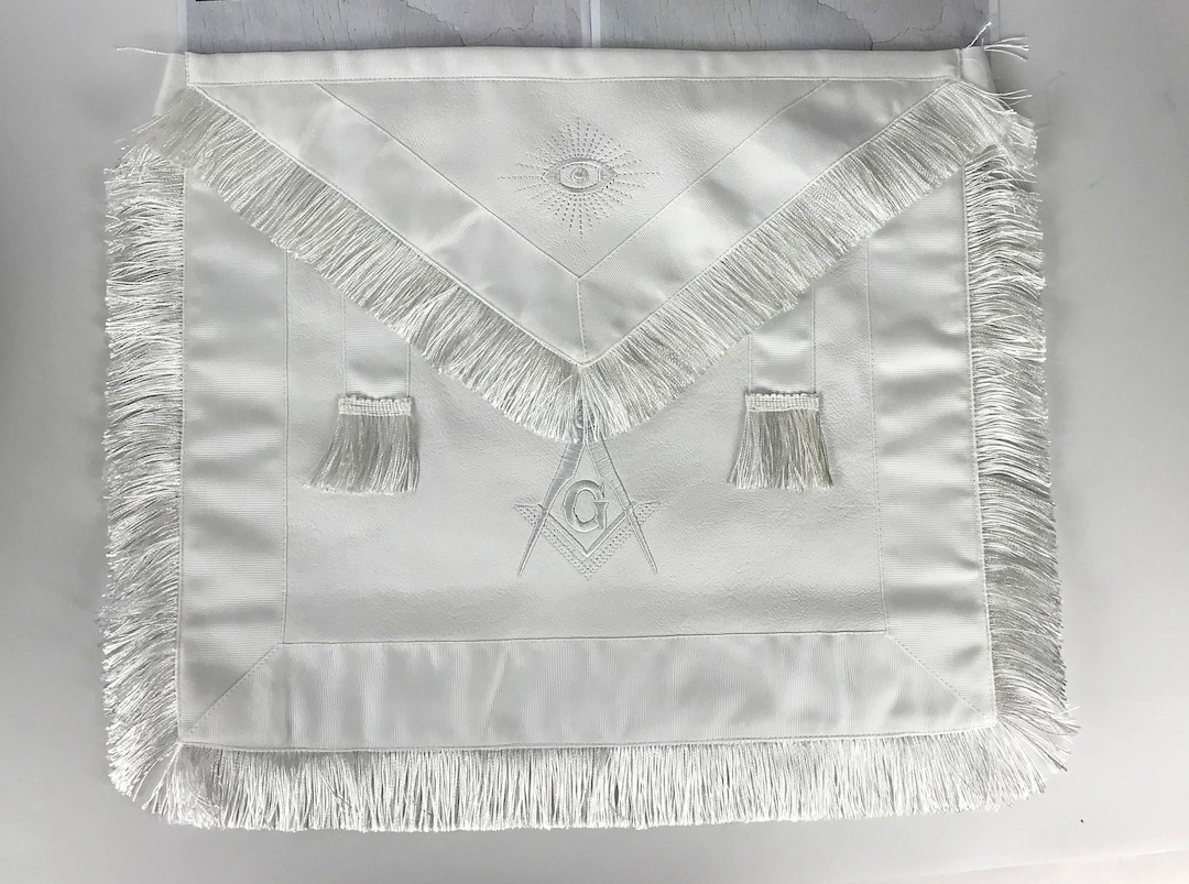 Masonic Blue Lodge Master Mason White Apron W/ Fringe | OES Eastern ...
