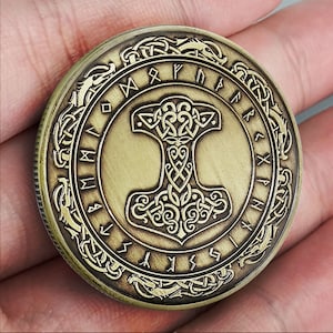 Viking Challenge Coins - Yggdrasil Tree of Life | Mjölnir Thor's Hammer ...