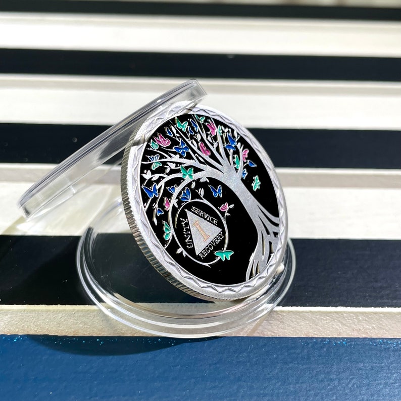 1 Year Sobriety Coin Tree of Life AA Chip 1-10 Years AA - Etsy