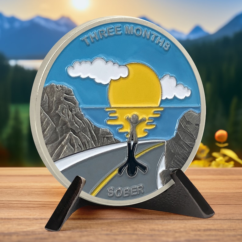 3 Months Sobriety Coin - AA Chip (1-12 Months) - AA Medallion and ...