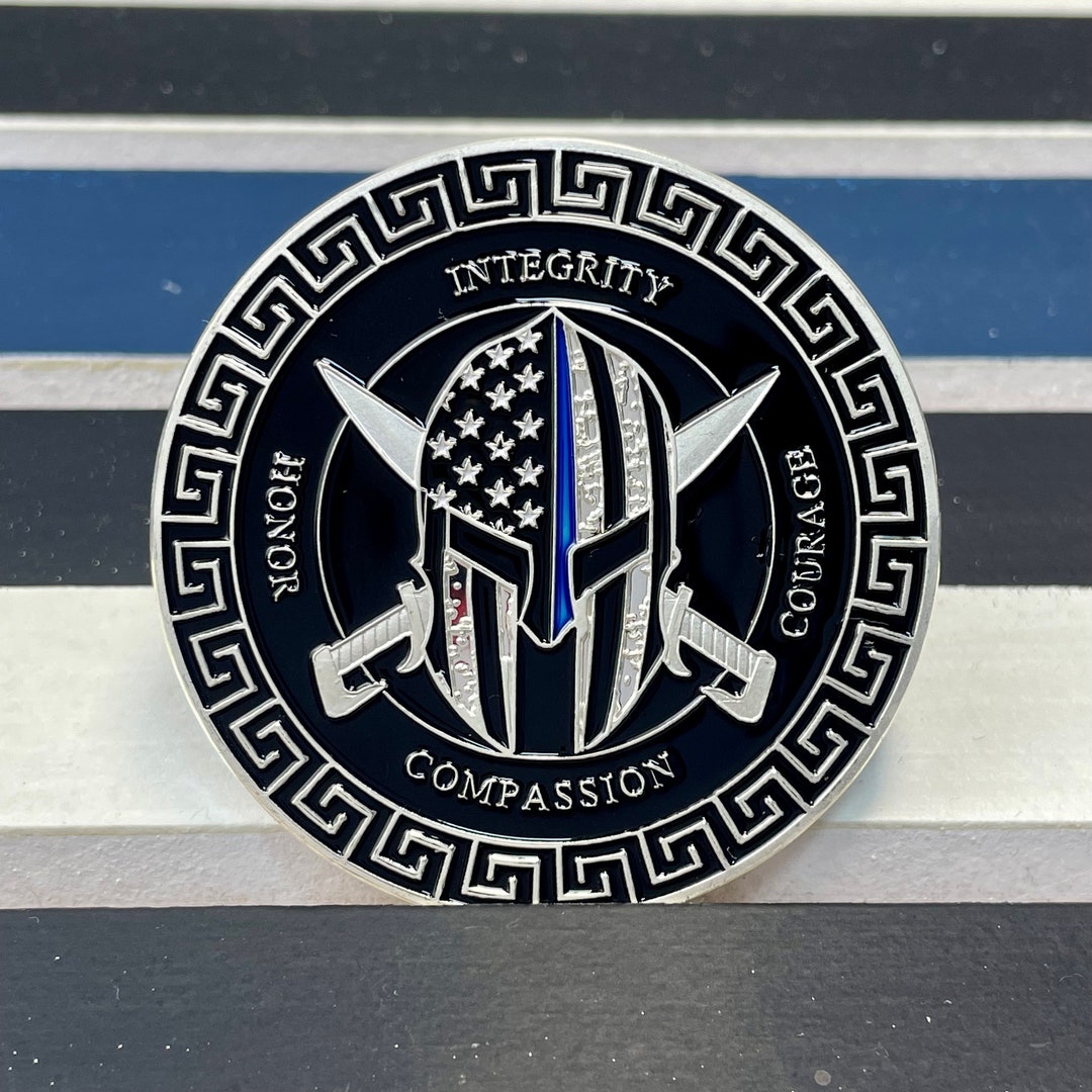 Thin Blue Line Coins - Police Challenge Coin Law Enforcement Blue Lives ...