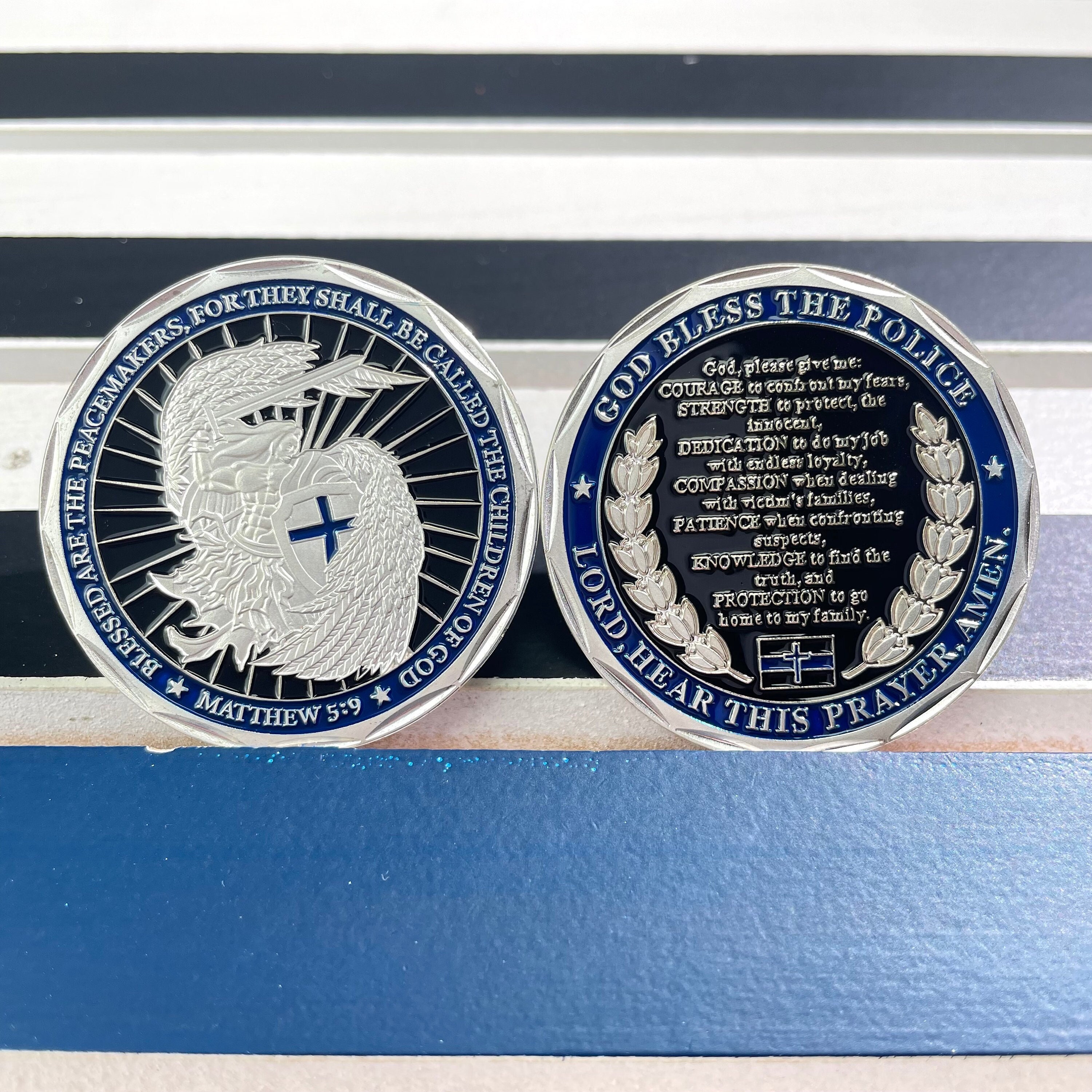 Police Challenge Coin St Michael Prayer Coin God Bless the - Etsy