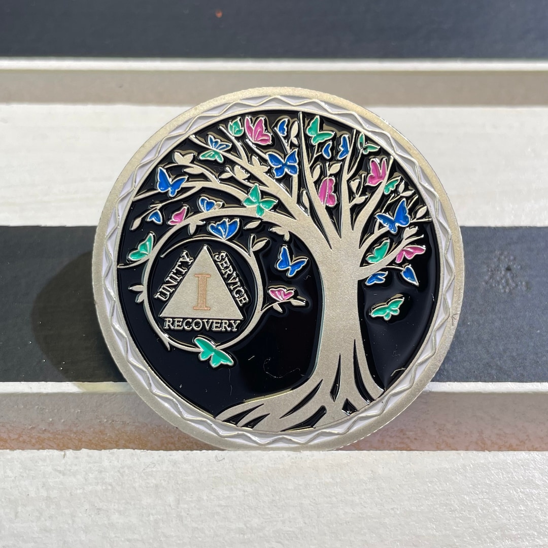 1 Year Sobriety Coin Tree of Life AA Chip 1-10 Years AA - Etsy