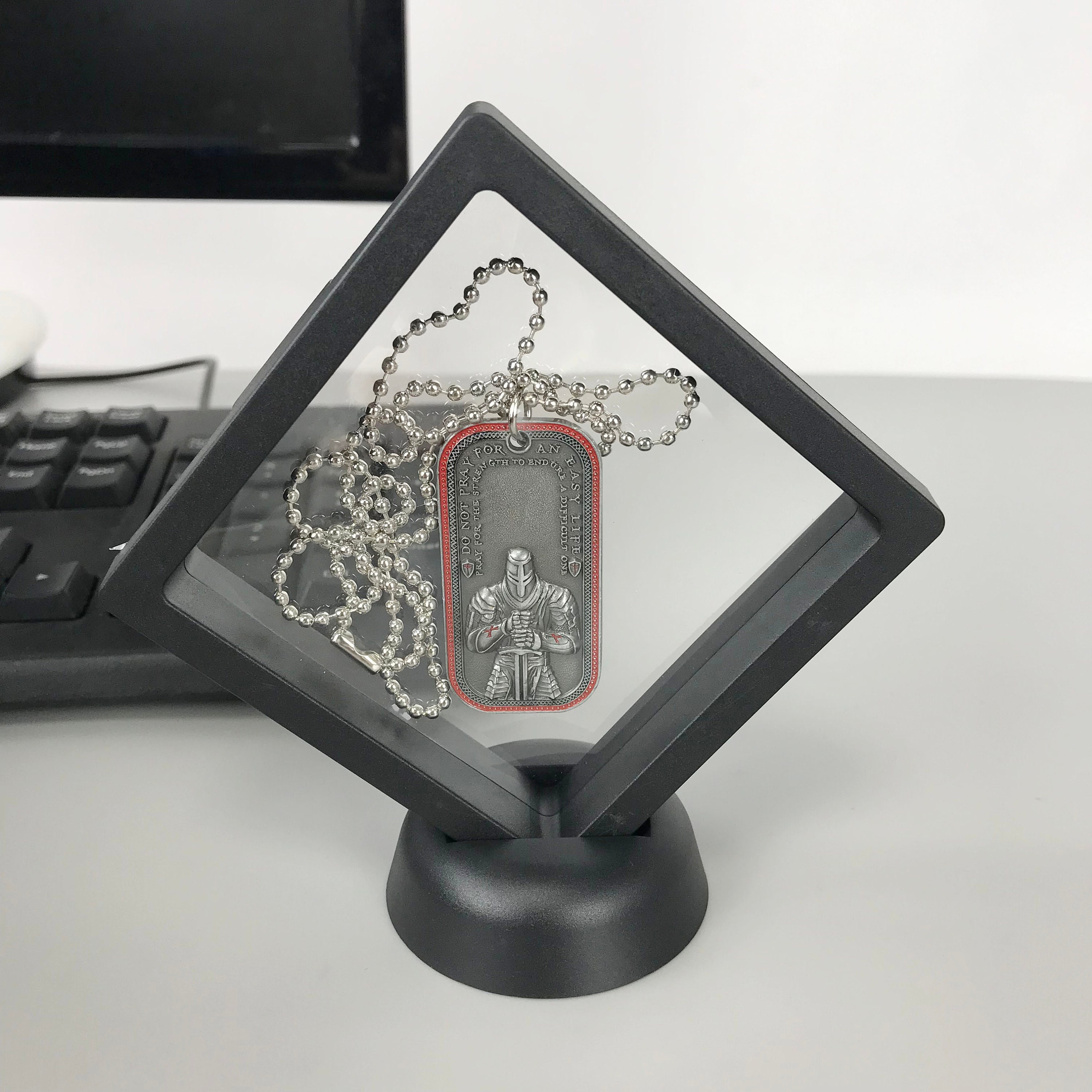 Knight Silver Engraved Dog Tag Necklace Knights Templar - Etsy