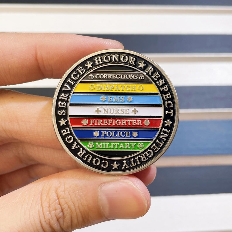No One Fights Alone Challenge Coins - First Responders Military Thin ...