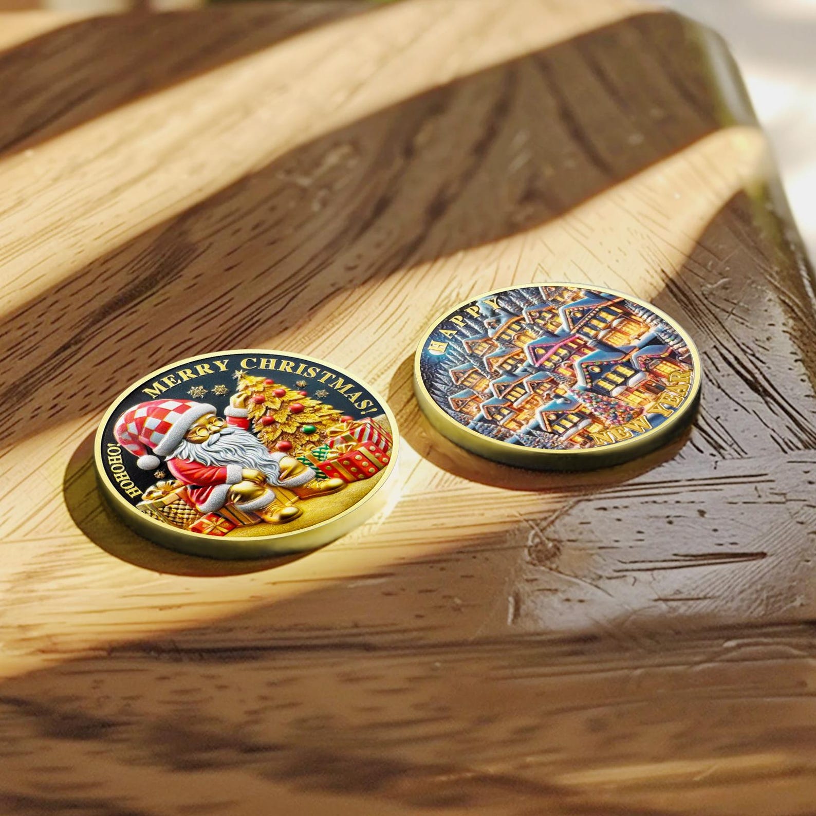 Christmas Challenge Coin Christmas Greetings Badge Happy New Year Token ...